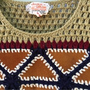 Vintage | Sweaters | Vintage 96s Crochet And Leather Patchwork Sweater ...